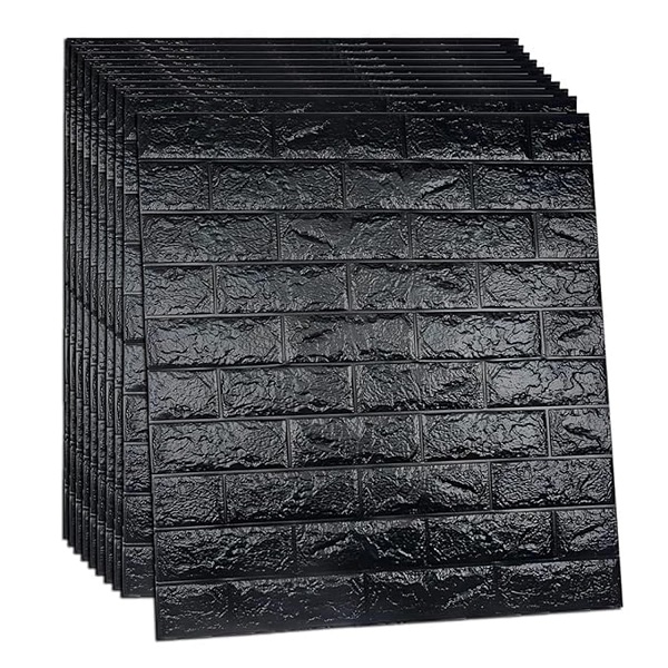 3D Black Brick Foam Sheet Wall Stickers Self Adhesive